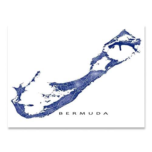 Amazon.com: Bermuda Map Art Print 8x10, Bermuda Poster 24x36, Handmade ...