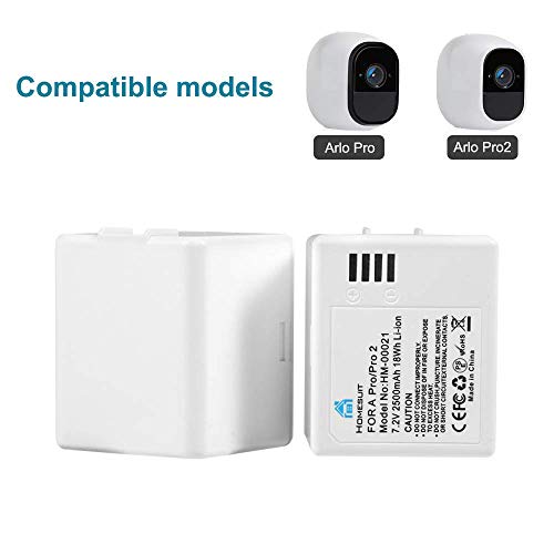 Homesuit Rechargeable Battery for Arlo Pro/Pro 2, 2500mAh Replacement ...