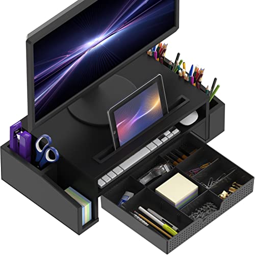 Simple Houseware Desk Monitor Stand Riser with Adjustable Organizer ...