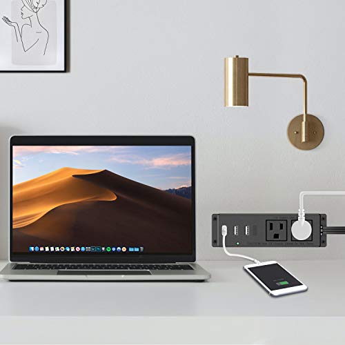 Wall Mount Power Outlet Strip with 3A USB, Mountable Power Strip with 2 ...