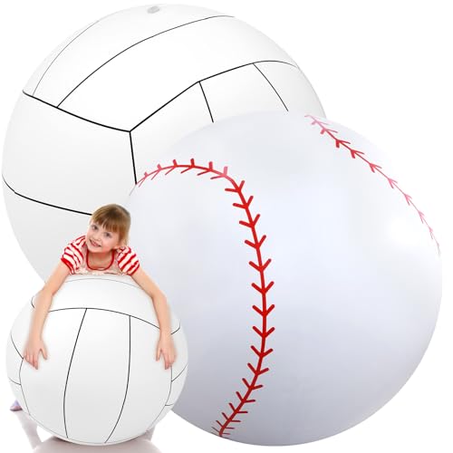 Lewtemi 2 Pcs 27 Inch/ 40 Inch Giant Inflatable Sports Balls Large ...