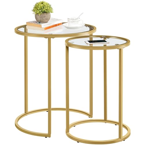 Yaheetech Round Nesting Side Table Stacking Coffee Table, Set of 2 ...
