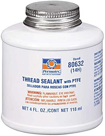 ITW Devcon 80632 Permatex Thread Sealant with PTFE, 4 oz Can, White ...
