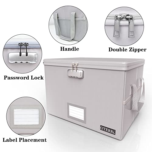File Box with Lock,Oterri Fireproof Document Box Storage Organizer ...
