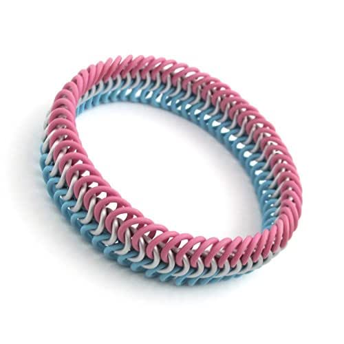 Amazon.com: Transgender pride bracelet, stretchy chainmaille jewelry ...