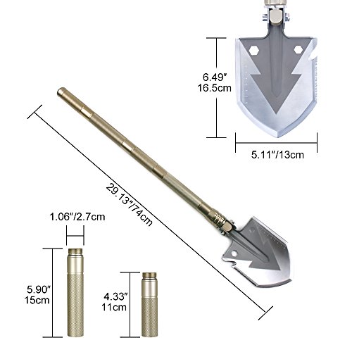 Iunio Military Portable Folding Shovel [29 inch Length] with Carrying ...