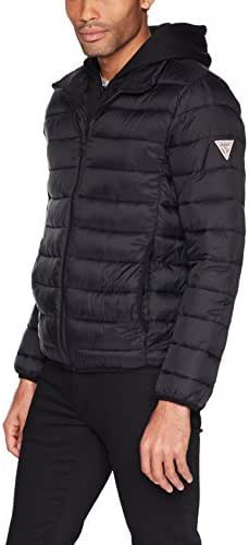 Guess Men's Hooded Puffer Jacket, Black, L: Amazon.ca: Clothing ...