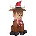 Amazon.com: Highland Cow in Santa Hat Holiday Outdoor Inflatable ...