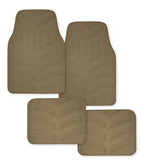 Standard Duty Universal Trim-to-Fit Tan Value Rubber Mat Set - 4 Piece ...