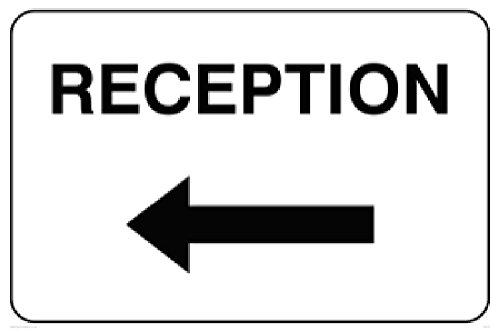Viking Signs IV5521-A1L-3M”Reception (Arrow Left)” Sign, 3 mm Plastic ...