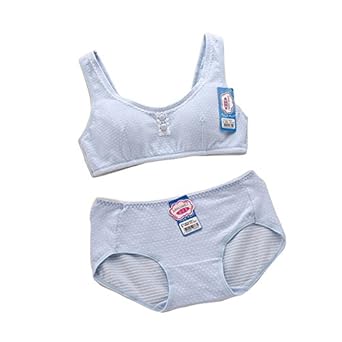Amazon.com: MANJIAMEI Young Girl Training Wireless Thin Bra & Matching ...