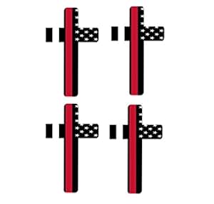 Amazon.com: 4 Pack Thin Red Line Firefighter and EMT Flag Cross Sticker ...