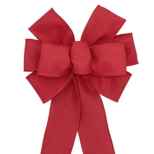 Red Rustic Wreath Bow - Red Christmas Bow by Package Perfect Bows – Made in USA (8 inch bow) in ...