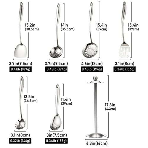 304 Stainless Steel Cooking Utensils Set with Holder, 7-Pieces All ...