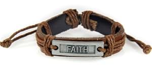 Amazon.com: 4030527 FAITH Leather Bracelet Christian Inspirational ...