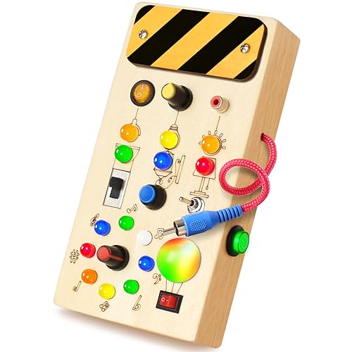 POLKRANE Busy Board with LED Light,Montessori Toys with Toggle Switch ...