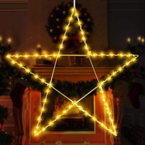 Retisee Large Lighted Christmas Star Warm White LED Outdoor Star Light ...