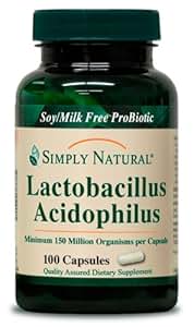 Amazon.com: Simply Natural Lactobacillus Acidophilus, 100 capsules ...