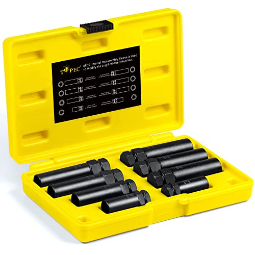 Topec 8Pcs Spline Lug Nut Socket Set | 5, 6, 7, 12 Spline Locking Lug ...
