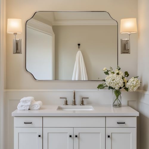 ANDY STAR 30x40 Inch Brushed Nickel Mirror, Large Rectangle Mirror for ...