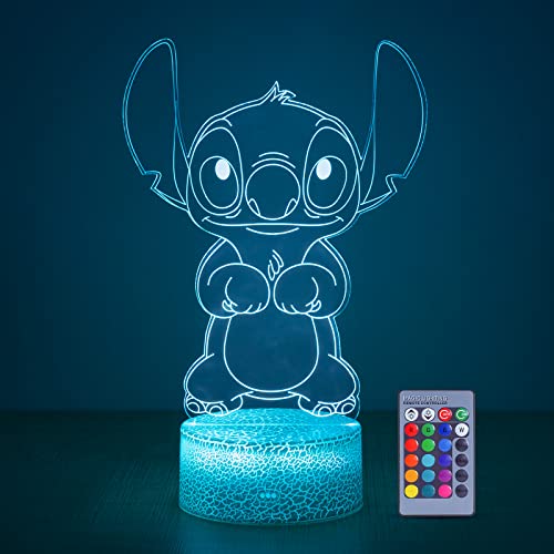 Hoofun 3D Illusion Stitch Night Light: Stitch Light with Remote Control ...