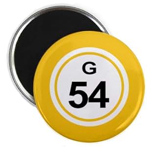 Amazon.com: Bingo Ball G54 FIFTY-FOUR Yellow 2.25 inch Fridge Magnet ...