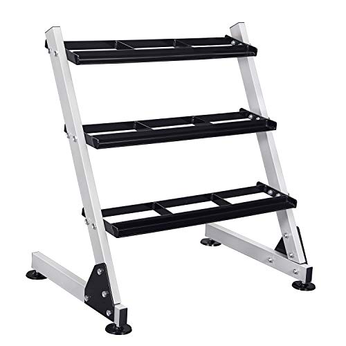 FISUP 3 Tier Dumbbell Rack Stand Only for Home Gym Weights Storage Rack ...