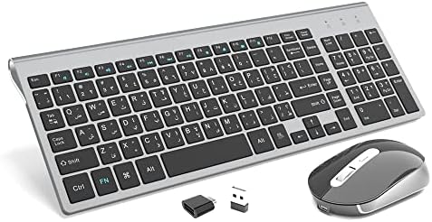 Wireless Keyboard and Mouse Arabic/English,Ultra Thin Design Keyboard ...