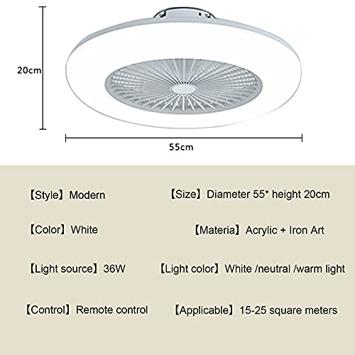 22 Inch Ceiling Fan with Light and Remote Control,Modern LED Semi Flush ...