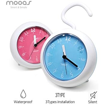 Amazon.com: Mooas Silent Waterproof Clock 3 Types, Bathroom Clock ...