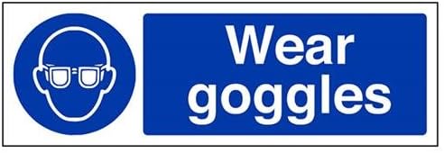 VSafety Wear Goggles PPE Sign – Landscape – 300mm x 100mm – 1mm Rigid ...