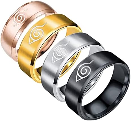 4 Pc Anime Rings For Cosplay, Matching Rings Set, Stainless Steal Anime ...