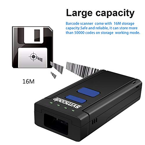 Symcode 1D 2D QR Mini Bluetooth Barcode Scanner, with Bluetooth 4.0 & 2 ...