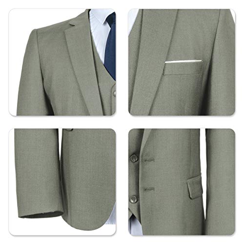 WULFUL Men's Suit Slim Fit 3 Piece Suit Blazer Two Button Tuxedo ...