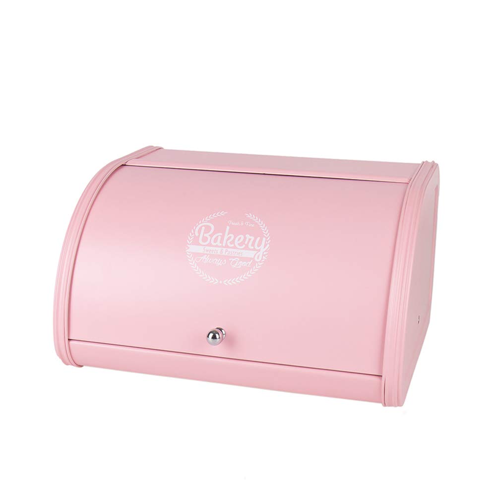 KL X458 Pink Bread Box Roll Top, Metal Bread Box for Kitchen Countertop ...