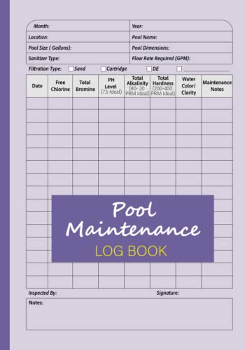 Pool Maintenance Log Book: Swimming Pool Maintenance Checklist Record ...