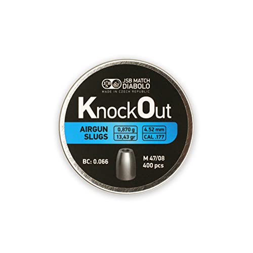 JSB Knockout Slugs - Hollowpoint Airgun Pellets | .177 Caliber (4.52mm ...
