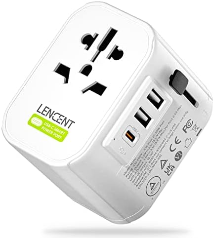 Universal Travel Adaptor Plug with 2 USB Ports and 1 Type C, LENCENT ...