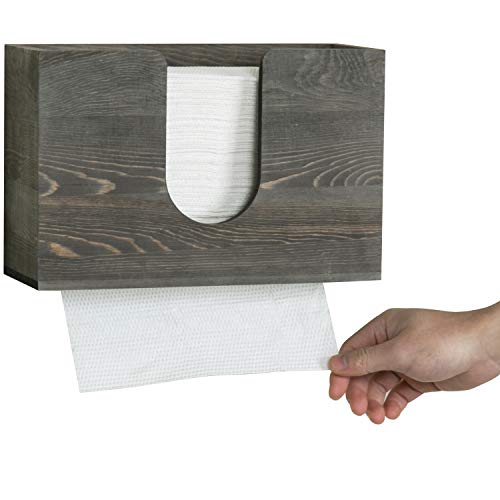 MyGift Vintage Gray Solid Wood Wall Mounted Bathroom Paper Hand Towel ...