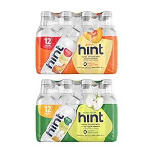 Amazon.com: Hint Water Peach and Hint Water Crisp Apple (Pack of 24), 12 Bottles Hint Peach & 12 ...
