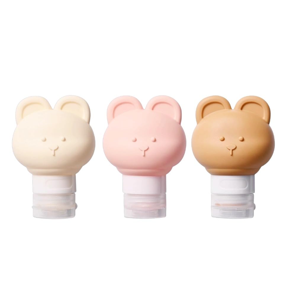 SIFRTOA Cute Bear Travel Bottles Set for Toiletries 3 Pack 2.8oz 80ML ...