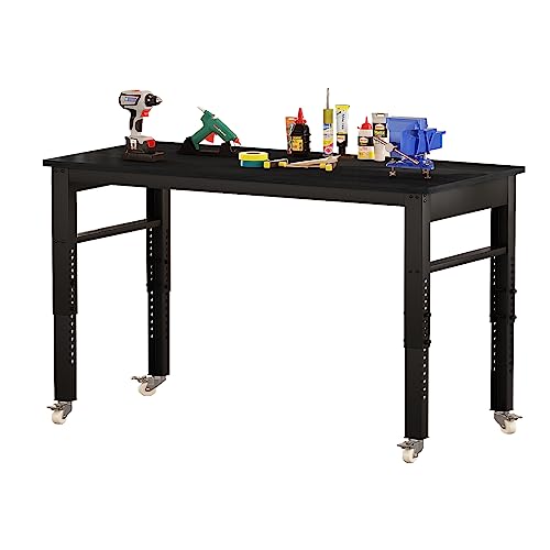 DKLGG Workbench Adjustable Height, 47.2" Heavy-Duty Work Bench Table ...