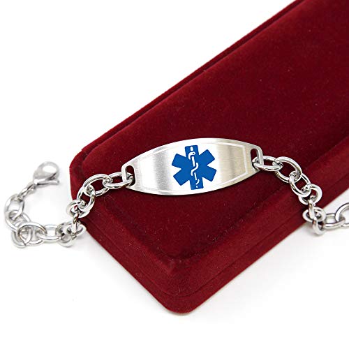 Medical Alert Bracelet for Women, Custom Engraved Medic ID, Steel 6mm O ...