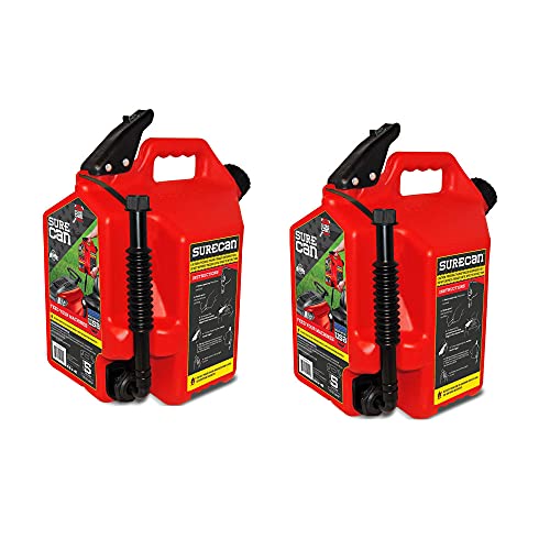 SureCan Self Venting Easy Pour 5 Gallon Flow Control Gas Container (2 ...
