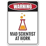 Amazon.com: Wisesign Metal Sign Mad Scientist at Work Warning Crazy ...