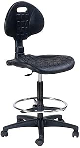 Topsit IND102 - Silla de trabajo con ruedas (alta, con reposapiés, PU): Amazon.es: Hogar