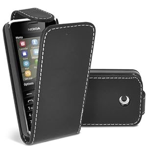 Black PU Leather Flip Case Cover Pouch For Nokia 301: Amazon.co.uk ...