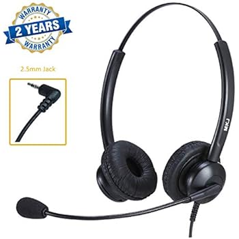 Amazon.com: VoIP Headset with Microphone Dual-Ear 2.5mm Headset for ...