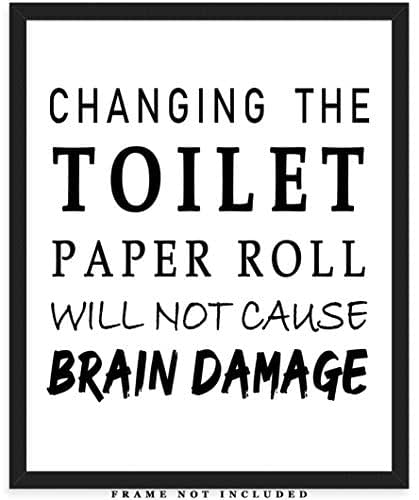 Amazon.com: Changing The Toilet Paper Roll… Funny Bathroom Signs ...