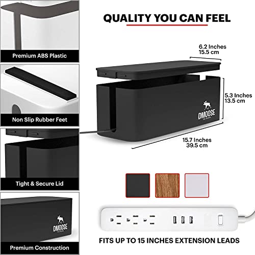 DMoose Large Cable Management Box - Cord Organizer Box to Hide Power ...